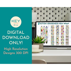 Autism Awareness Pen Wraps Png, Autism Pen Wrap Png, Cute Bookmarks Png ...