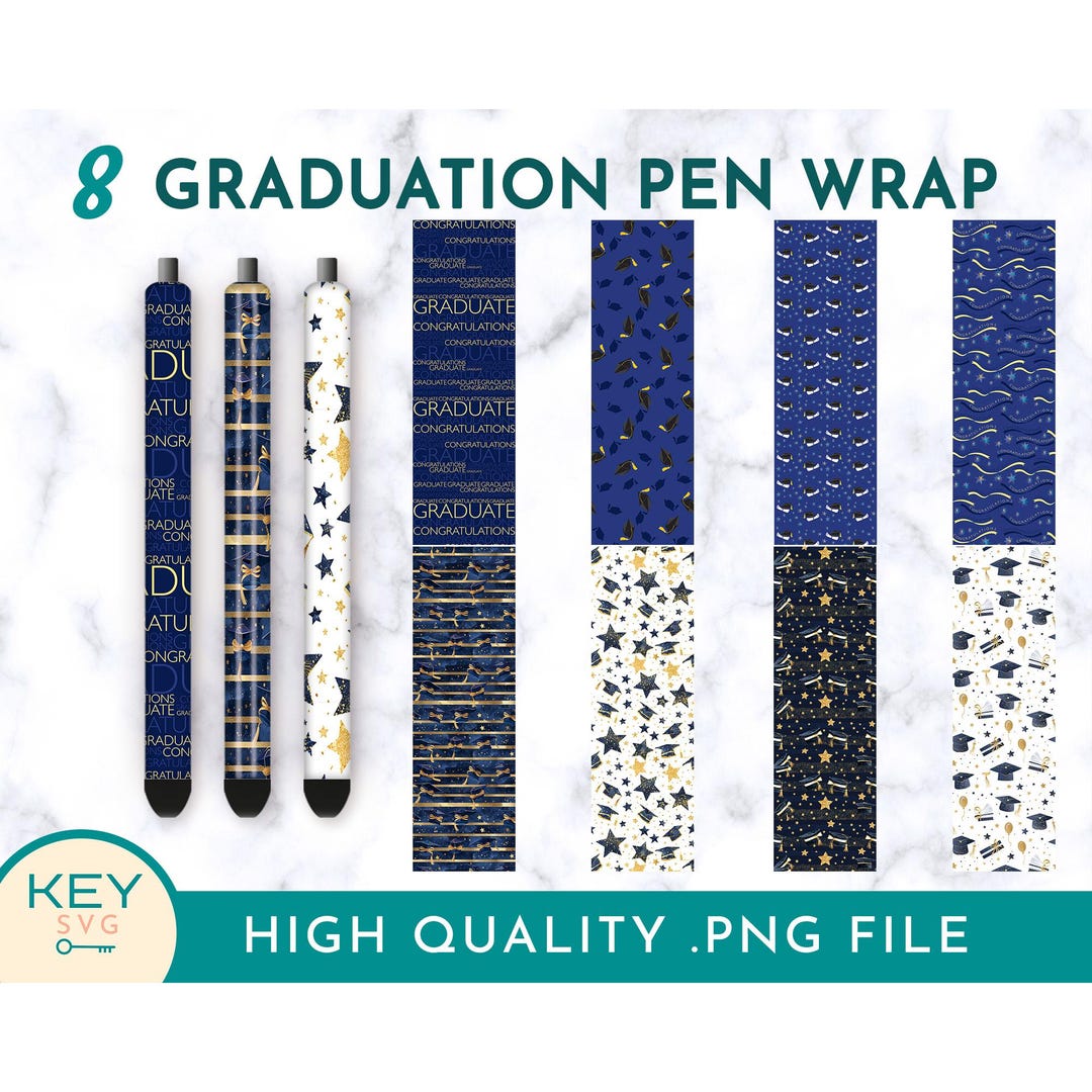 Blue Senior Pen Wraps Png, Graduation Gift Bookmark Wrap Png, Cute ...