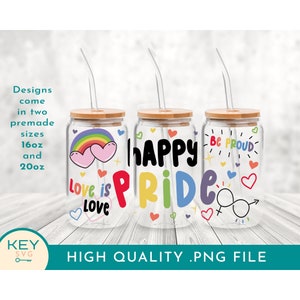 Happy Pride Rainbow Pride Libbey Glass Can Wraps 16oz / 20oz Png ...