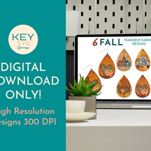 Fall Teardrop Earring Sublimation Designs Png, Thanksgiving Earrings ...