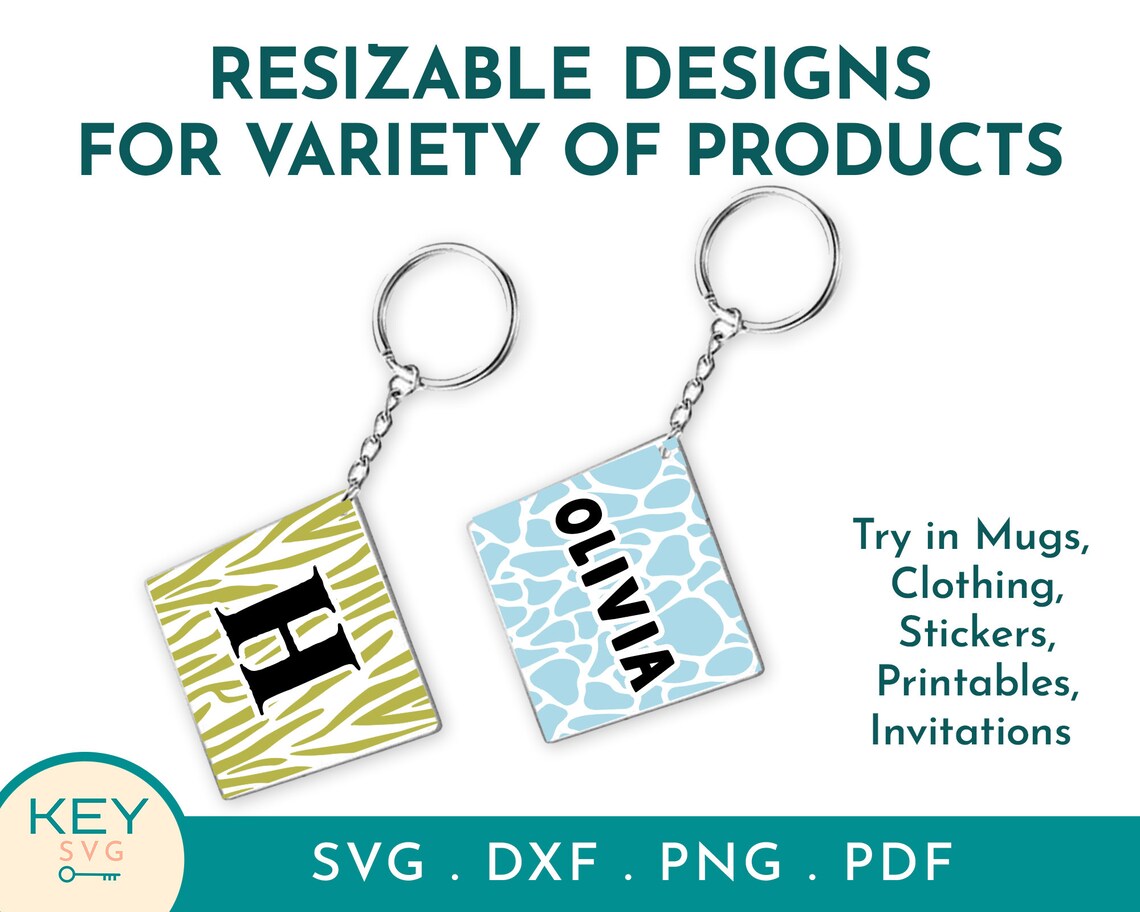 Square Svg Designs Square Keychain Svg Animal Print Keychain - Etsy