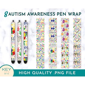 Autism Awareness Pen Wraps Png, Autism Pen Wrap Png, Cute Bookmarks Png ...