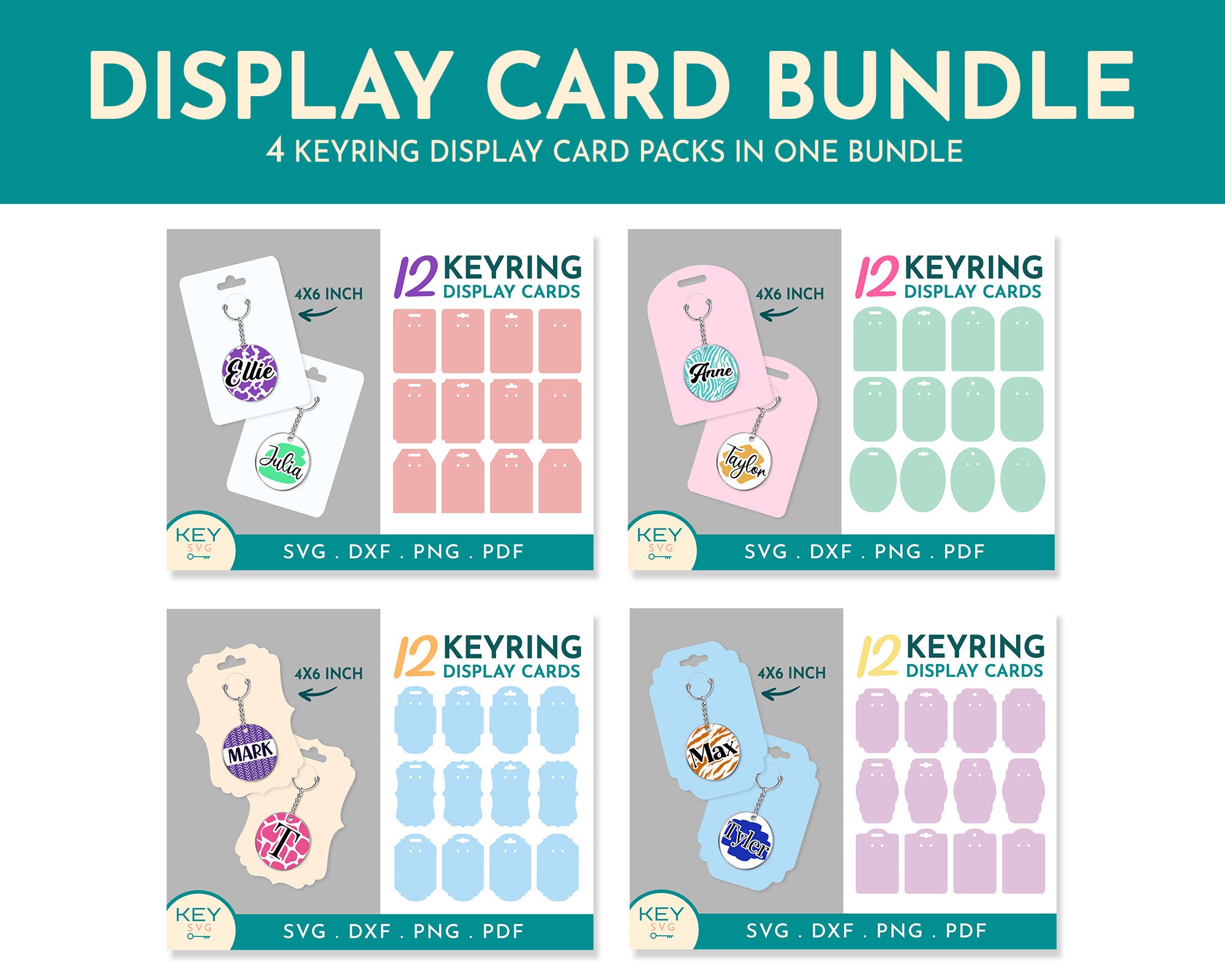 48 Keychain Display Card Svg Keyring Display Card Template - Etsy