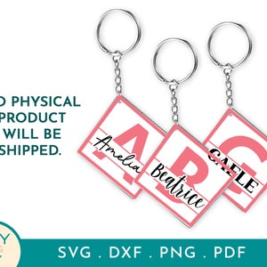 Split Square Frame Monogram Svg, Square Svg, Square Keychain Svg ...