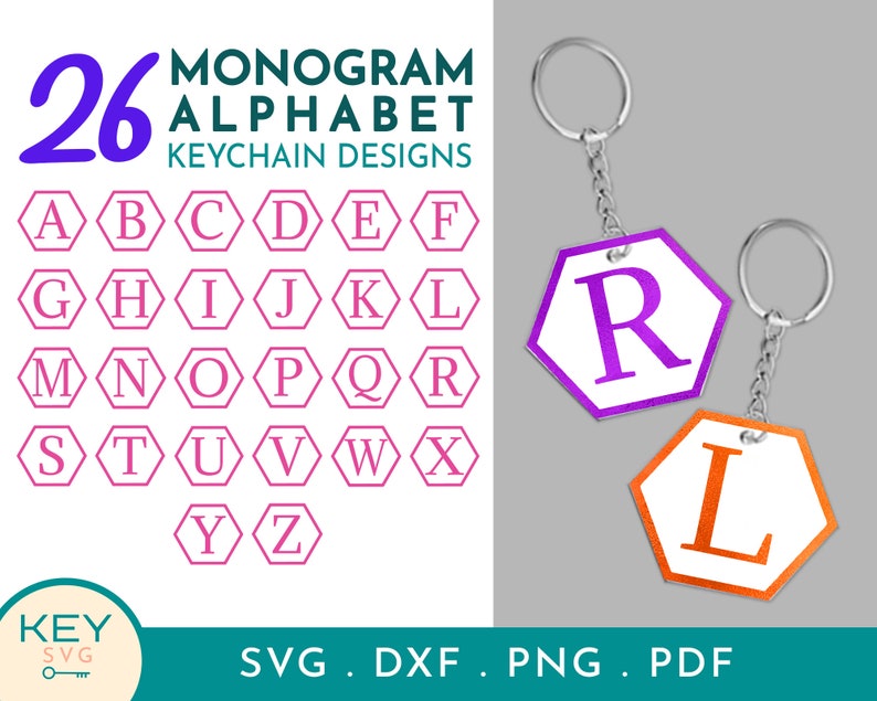 104 Monogram Svg Bundle Monogram SVG Alphabet Keychain Svg - Etsy