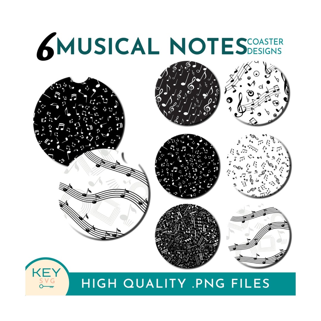 Music Note Sublimation Car Coaster Png, Musical Drink Coaster Png ...