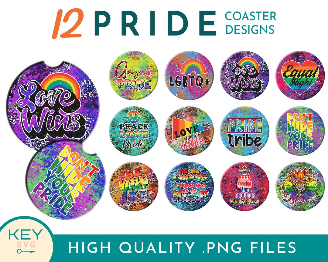 Pride Month Car Coaster Sublimation Designs Png, Drink Coaster LGBT Png, Coffee Coaster Pride ...
