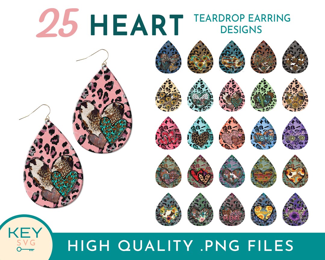 Country Western Teardrop Earrings Png, Valentine's Heart Png, Love Png ...