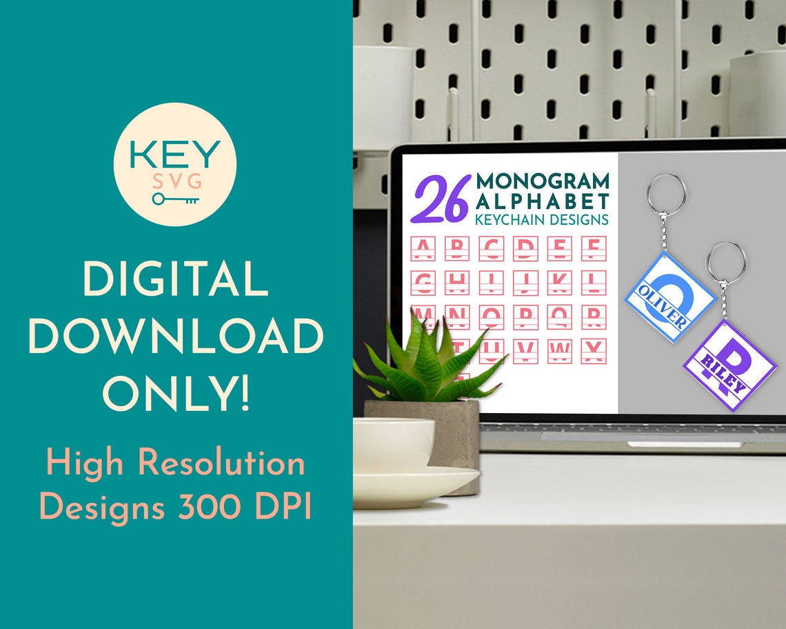 Split Square Frame Monogram Svg Square Svg Square Keychain - Etsy