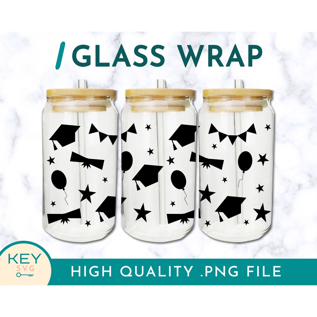 Graduation Cap Wrap Png Sublimation Glass Can Wraps 16oz / 20oz Png ...