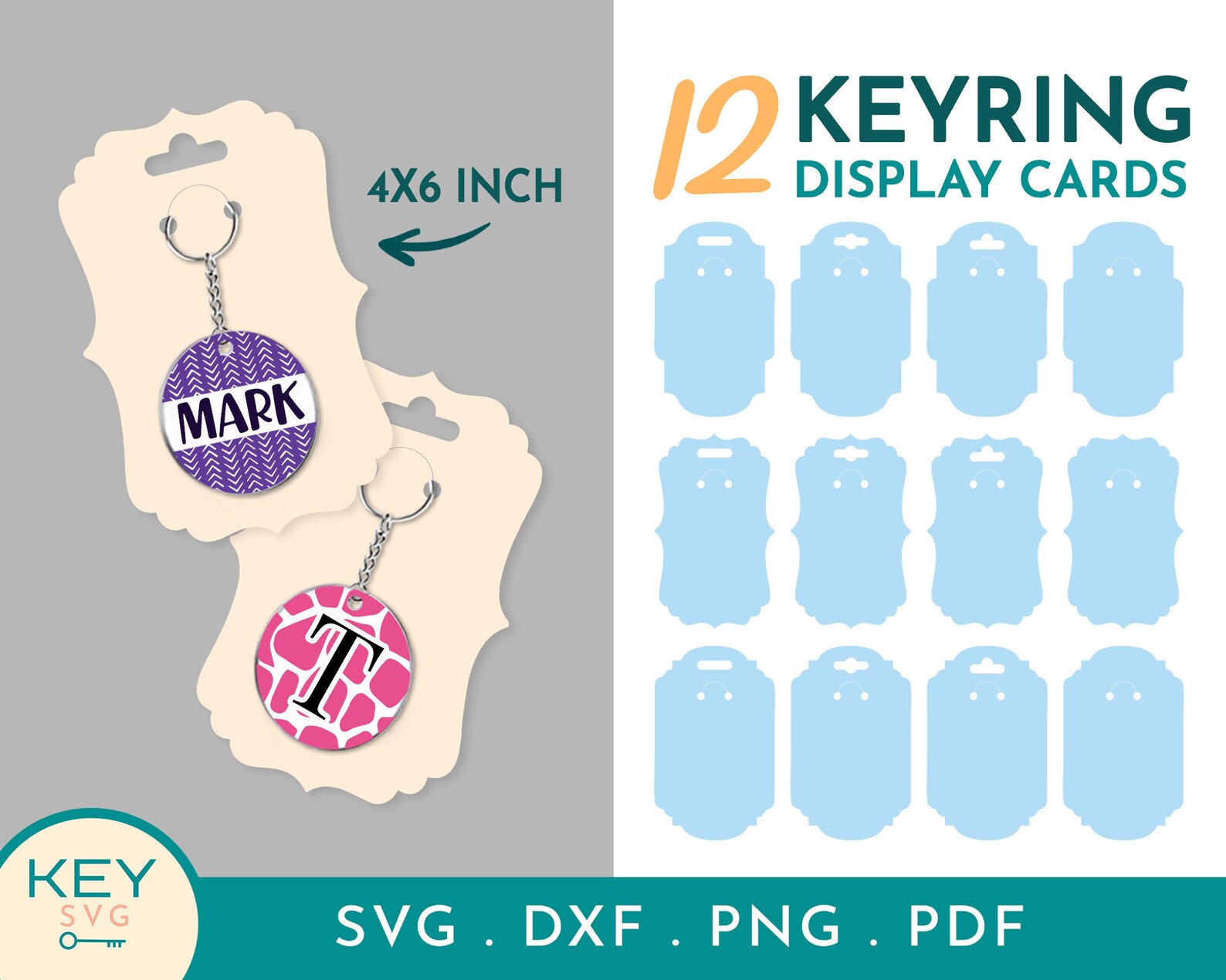 Keychain Display Card Svg Keyring Display Card Template - Etsy