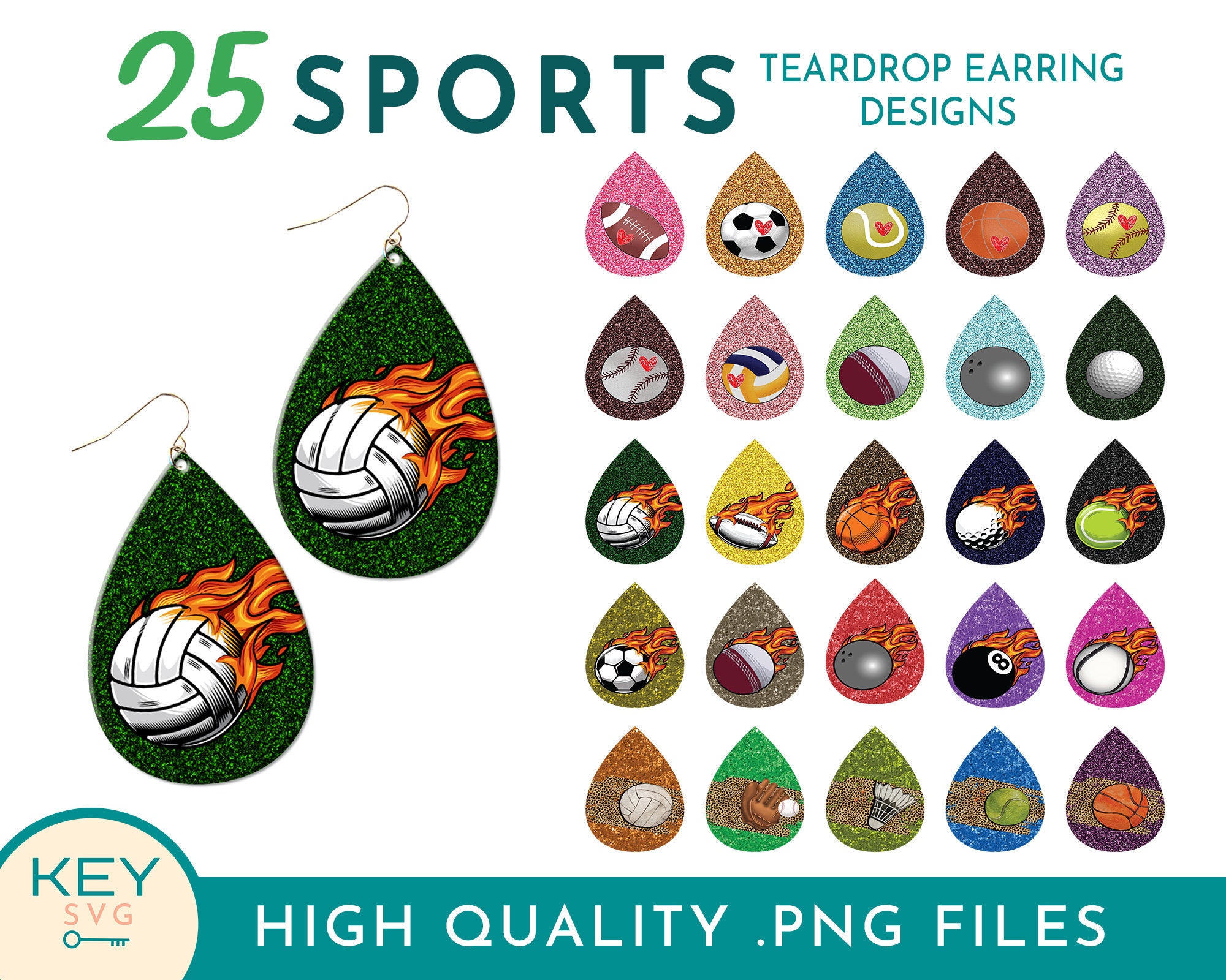 25 Sports Teardrop Earrings Png, Game Day Png, Sports Png, Sublimation ...