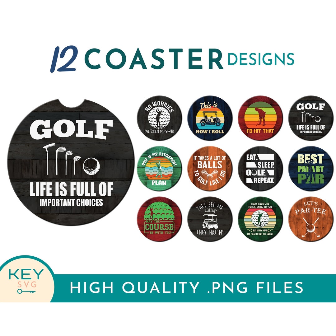 Golf Car Coasters, Golf Png, Father's Day Car Coaster Sublimation ...
