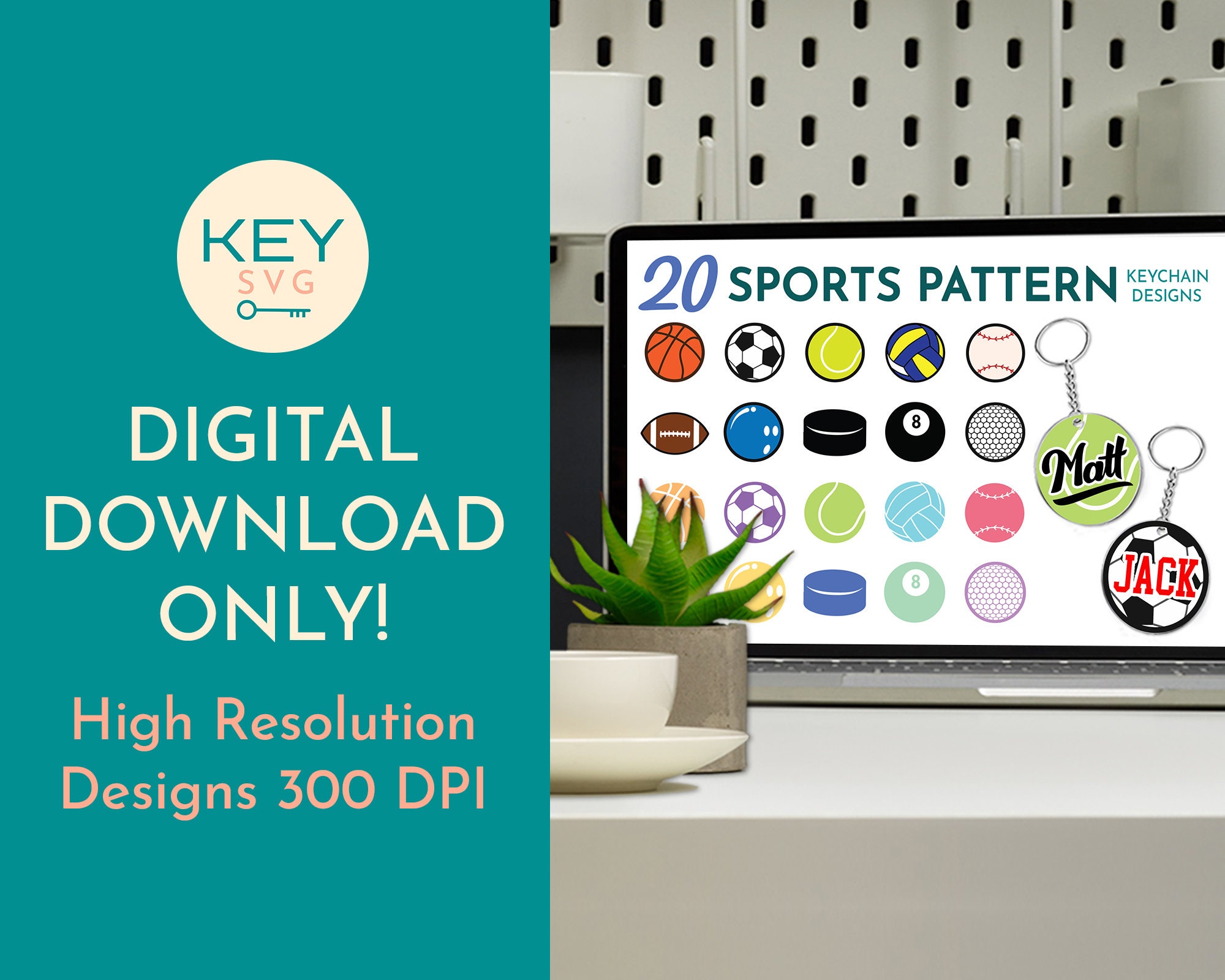 20 Sports Svg, Soccer Svg, Keychain Svg, Keychain Pattern Svg, Round ...
