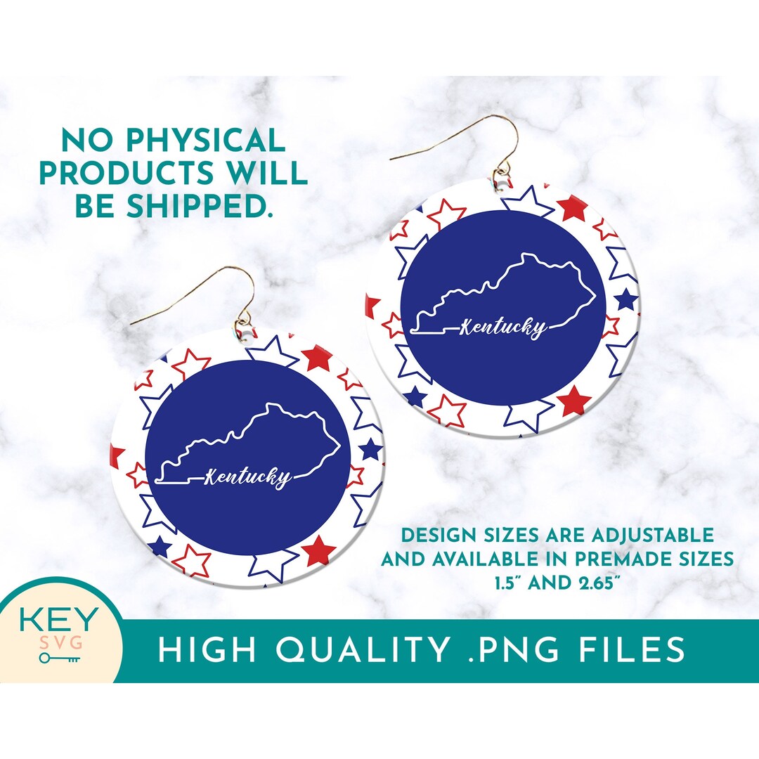 Kentucky State Round Earring Png, Sublimation Earring Design, Round ...