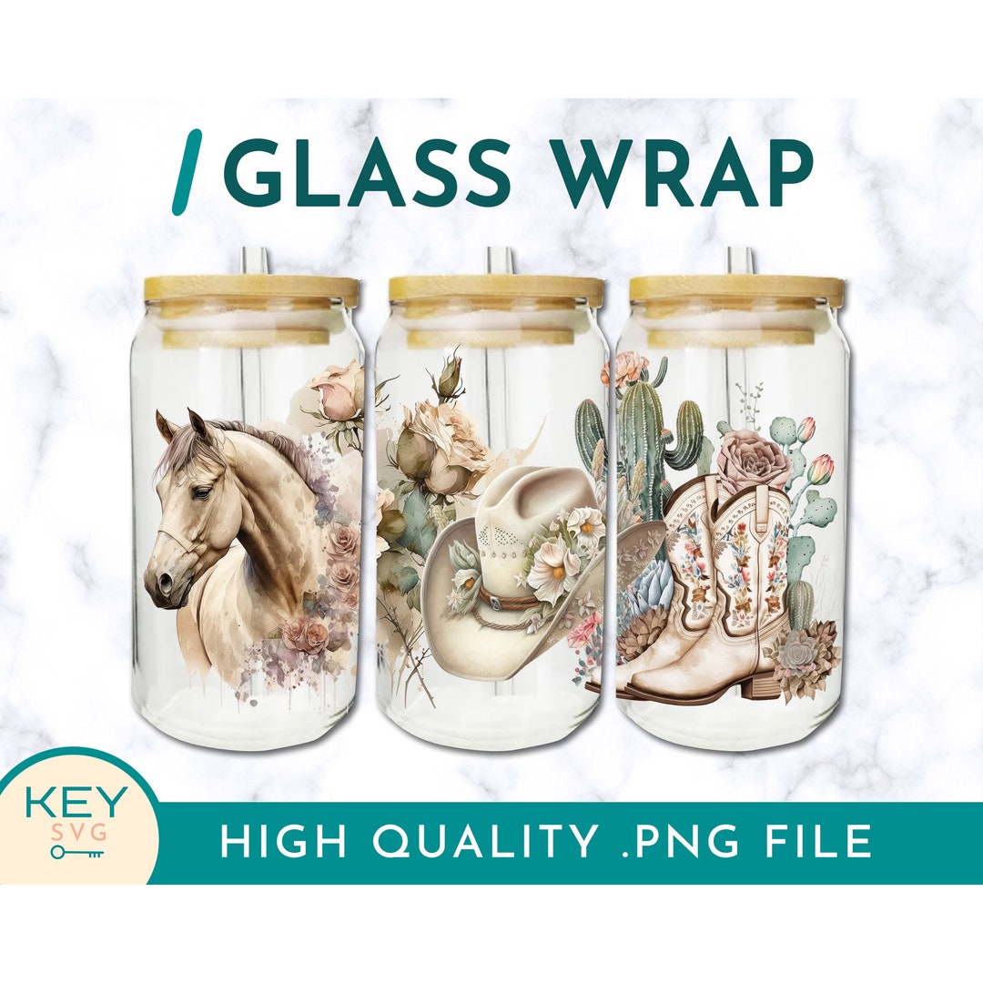 Western Tumbler Wrap Png Sublimation Glass Can Wraps 16oz / 20oz Png ...