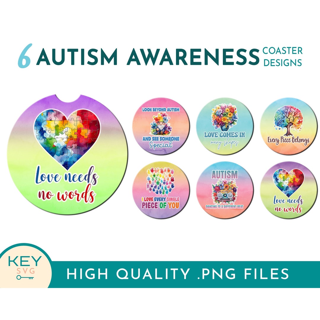 Cute Autism Awareness Car Coaster Png, Be Kind Coasters, Sublimation ...