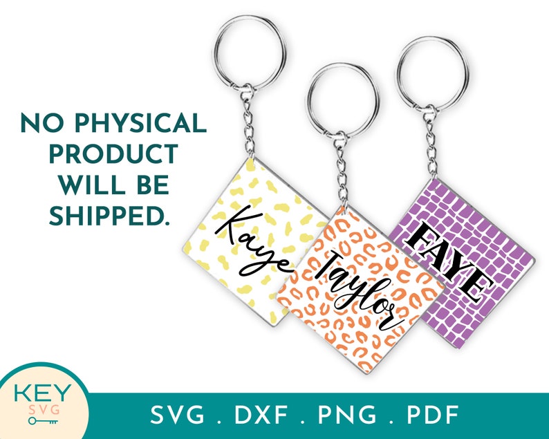 Square Svg Designs Square Keychain Svg Animal Print Keychain - Etsy