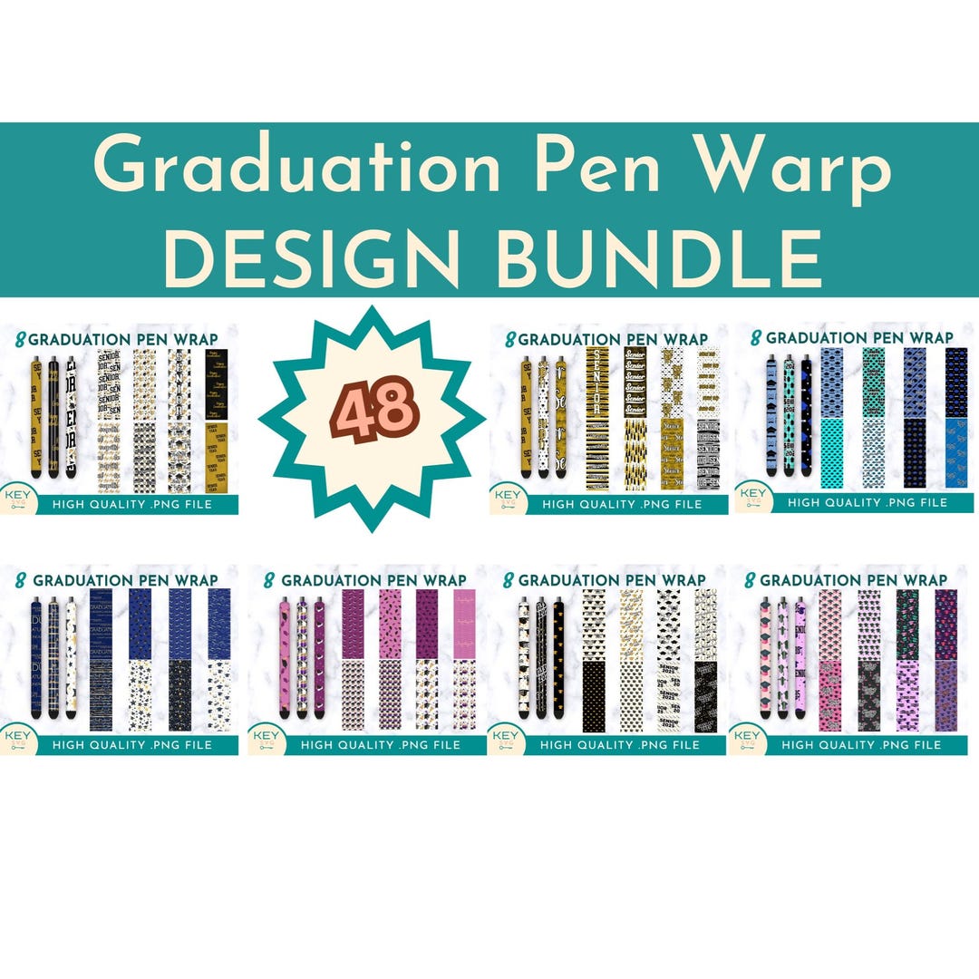 Senior Pen Wraps Png Bundle, Graduation Gift Bookmark Wrap Png, Cute ...