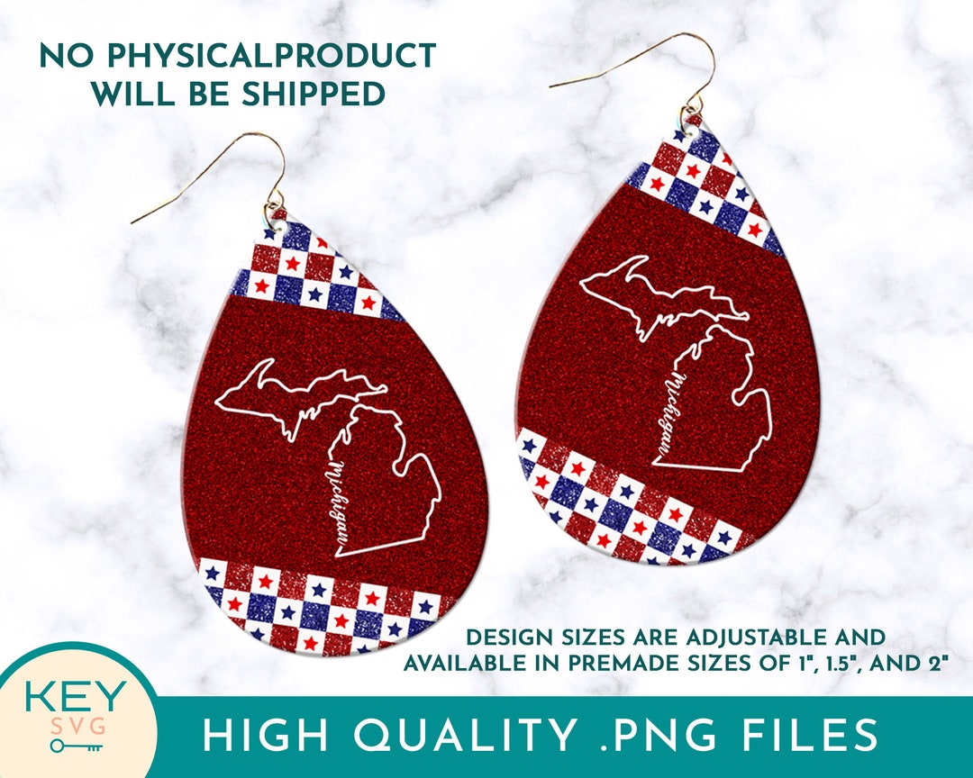 Michigan State Teardrop Sublimation Earring Png, Teardrop Earring Png ...