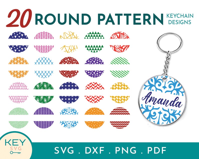 Round Keychain Svg Circle Patterns Svg Acrylic Keychain Svg Etsy 
