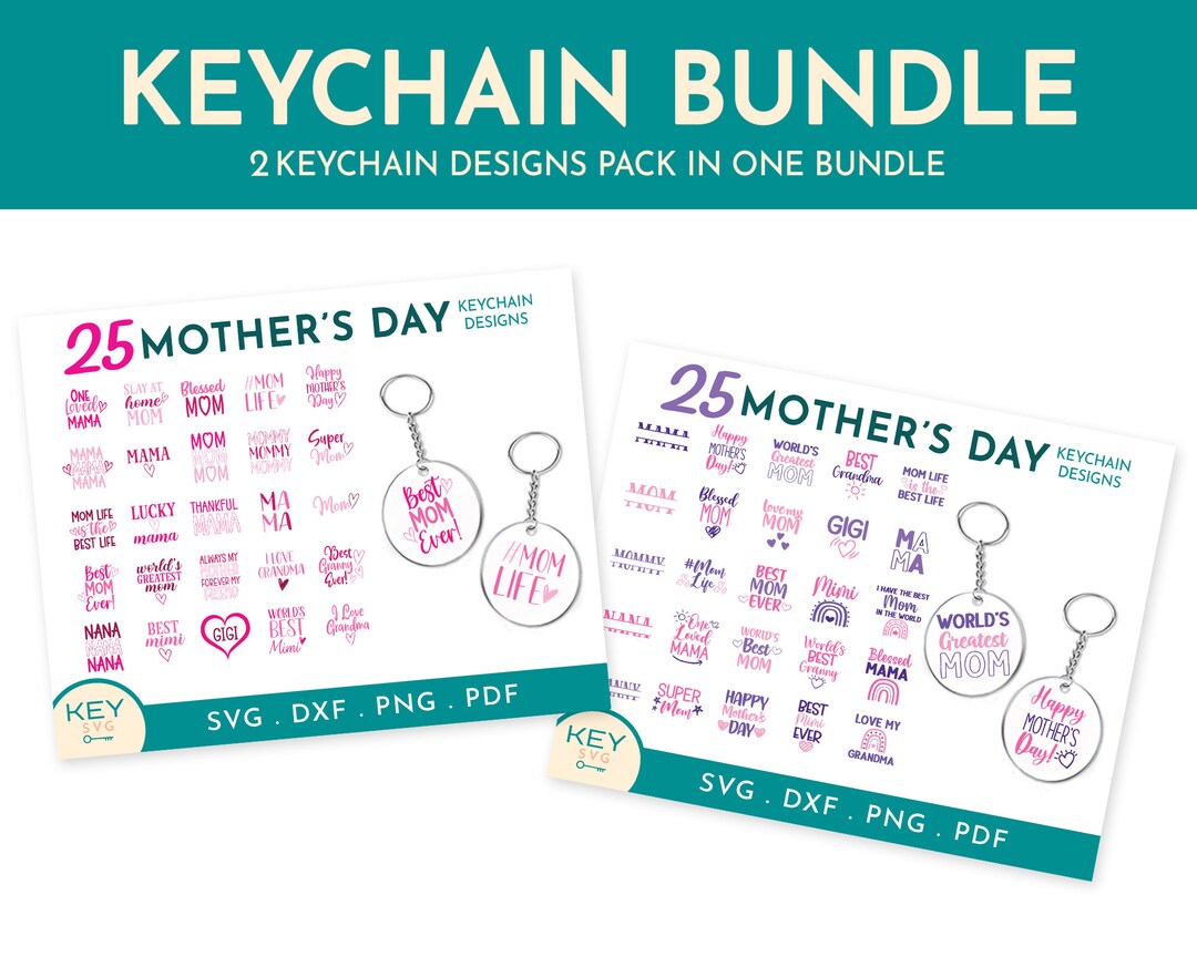 Mothers Day Keychain Svg Bundle, Mom Keychain Svg, Acrylic Keychain Svg ...