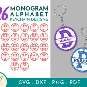 104 Monogram Svg Bundle, Monogram SVG Alphabet, Keychain Svg, Frame ...