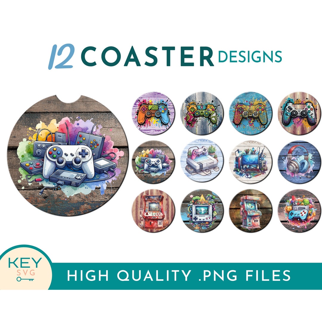 Gamer Car Coasters Png, Gaming Father's Day Car Coaster Sublimation ...