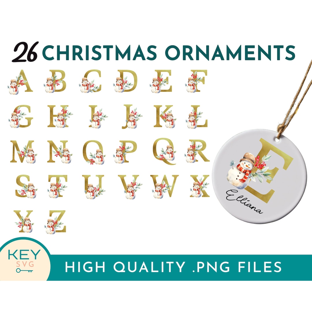 Monogram Christmas Ornament Png, Letter Ornament, Merry Christmas Png ...
