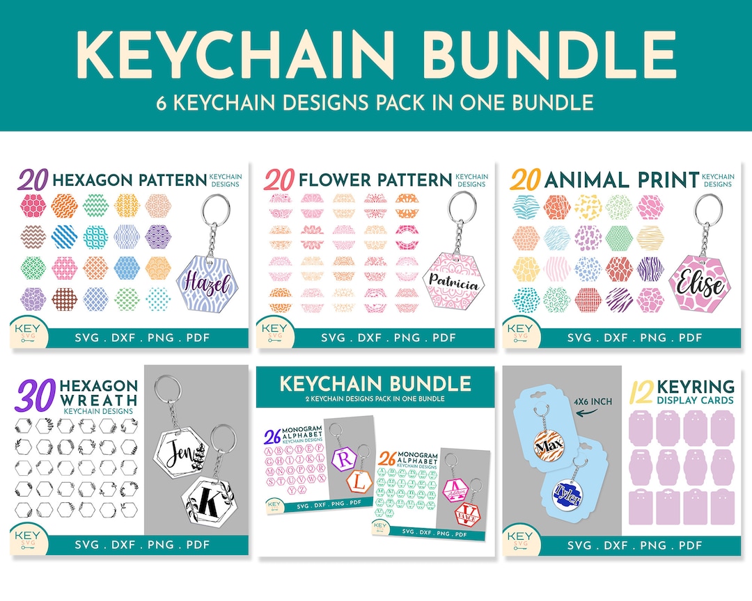 194 Hexagon Svg Keychain Bundle, Hexagon Acrylic Keychain, Keyring Svg ...