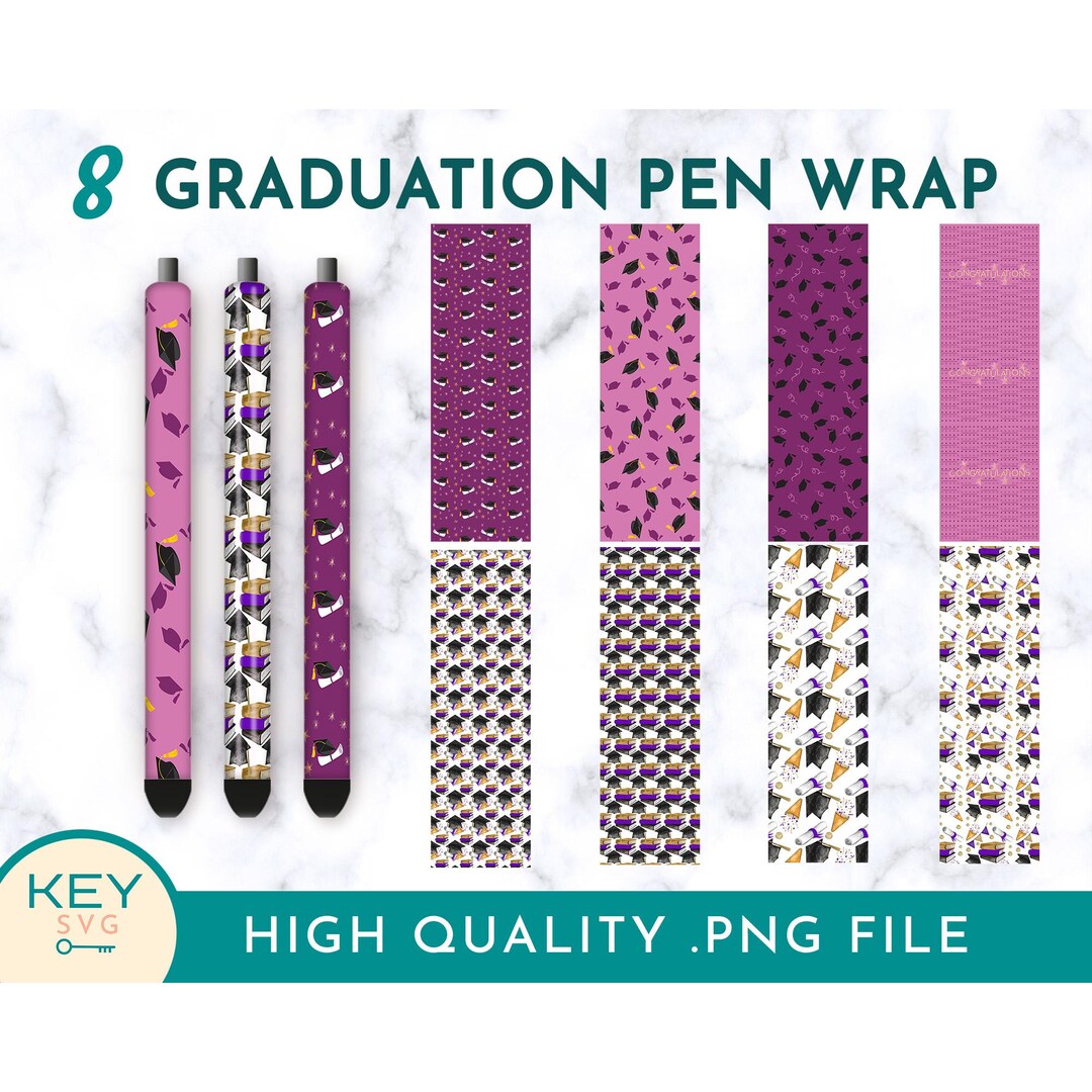 Purple Senior Pen Wraps Png, Graduation Gift Bookmark Wrap Png, Cute ...