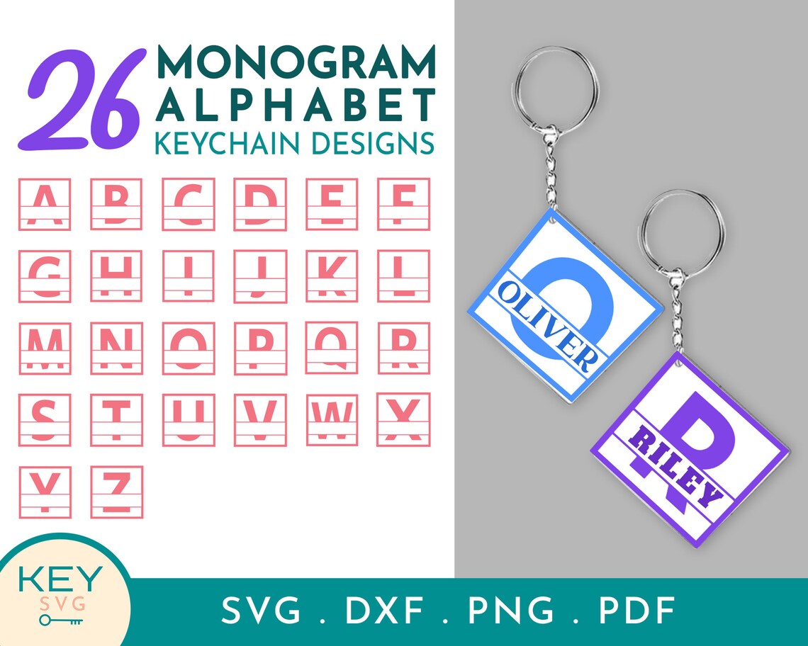 Split Square Frame Monogram Svg Square Svg Square Keychain - Etsy