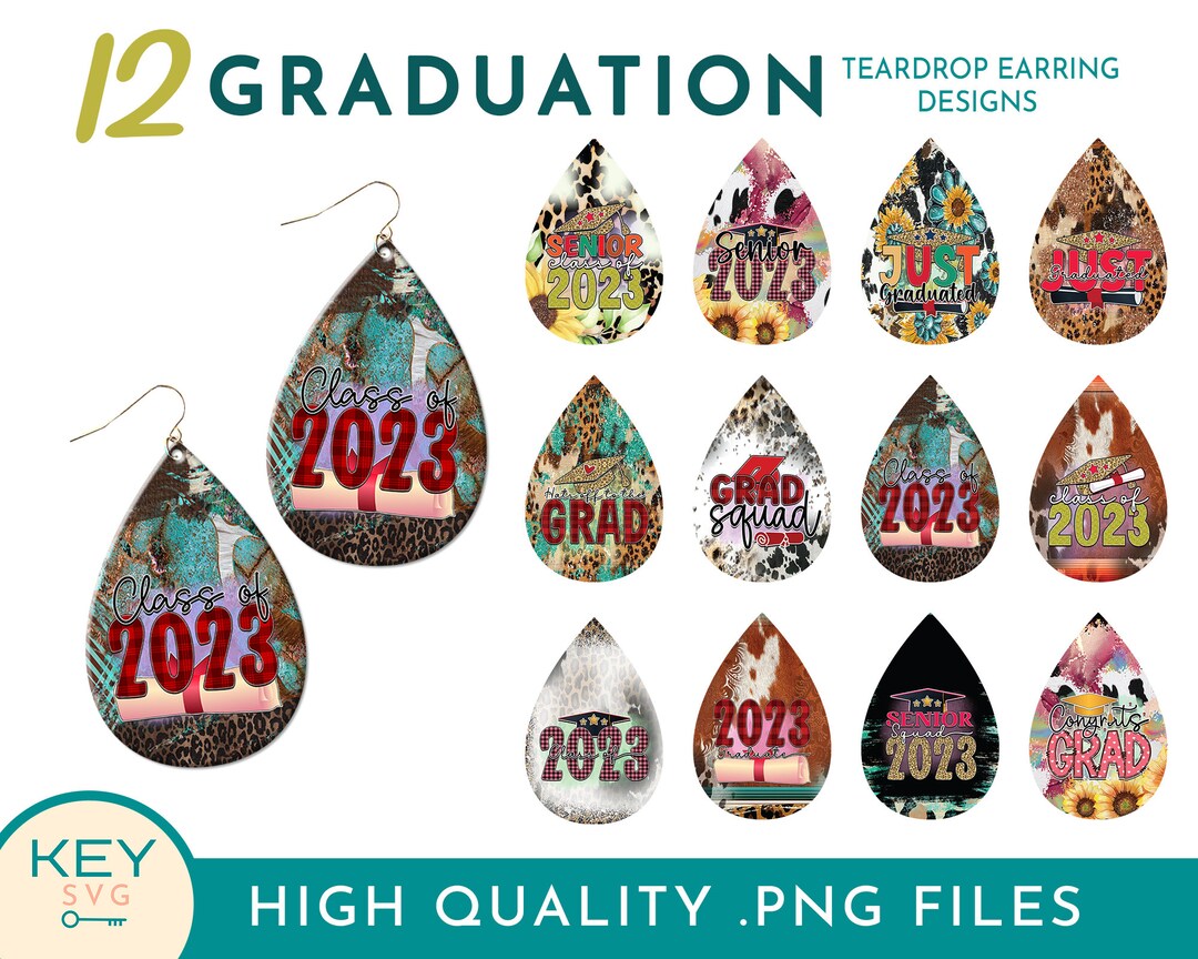 Graduation Teardrop Earring Sublimation Designs Png, Senior 2023 ...