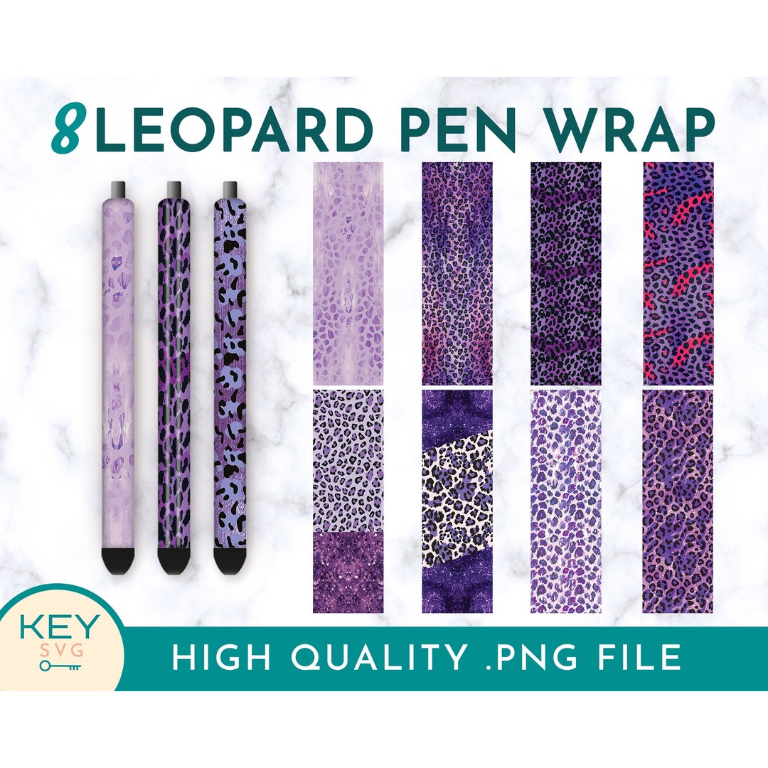 Purple Leopard Print Sublimation Pen Wraps Png, Cute Bookmark Png ...