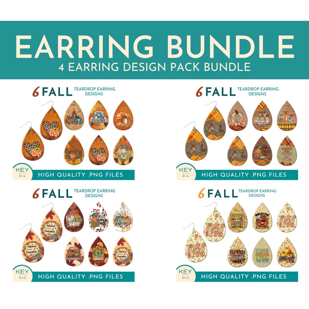 Fall Teardrop Earring Sublimation Designs Png, Thanksgiving Earrings ...