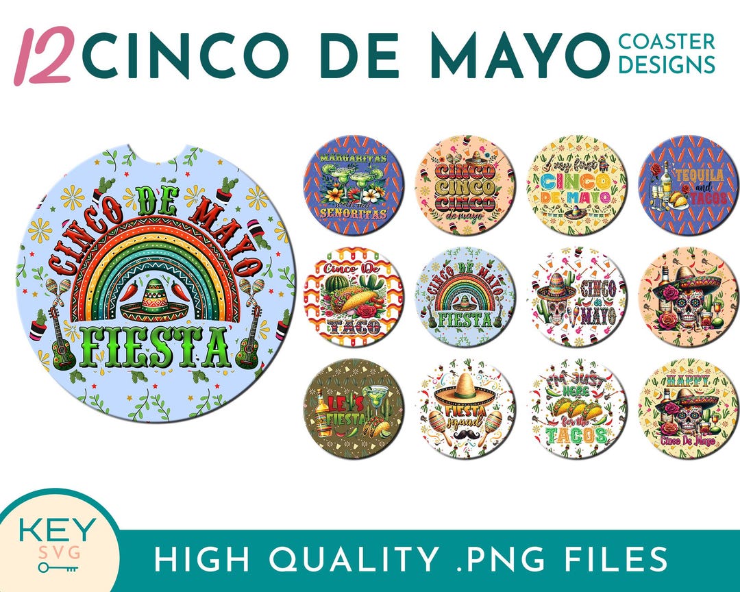 Cinco De Mayo Png, Mexican Fiesta Car Coaster Png, Party Decor, Drink ...