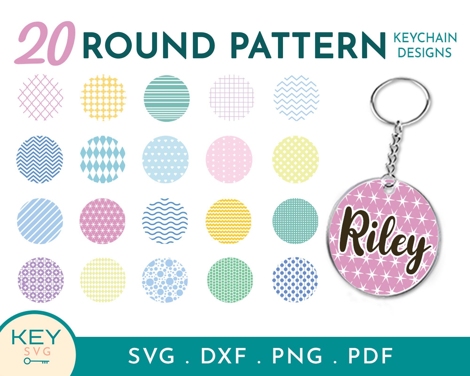 Round Keychain Svg Circle Patterns Svg Acrylic Keychain Svg - Etsy