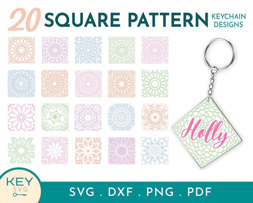 Square Svg, Mandala Svg, Acrylic Keychain Svg, Keychain Svg Dxf Png ...