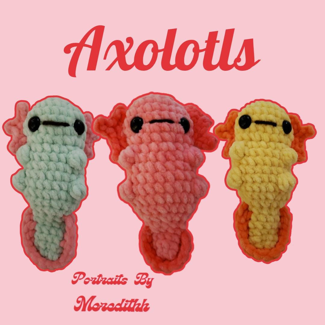Axolotl Plush | Handmade Crochet Stuffed Animal Axolotls - Etsy
