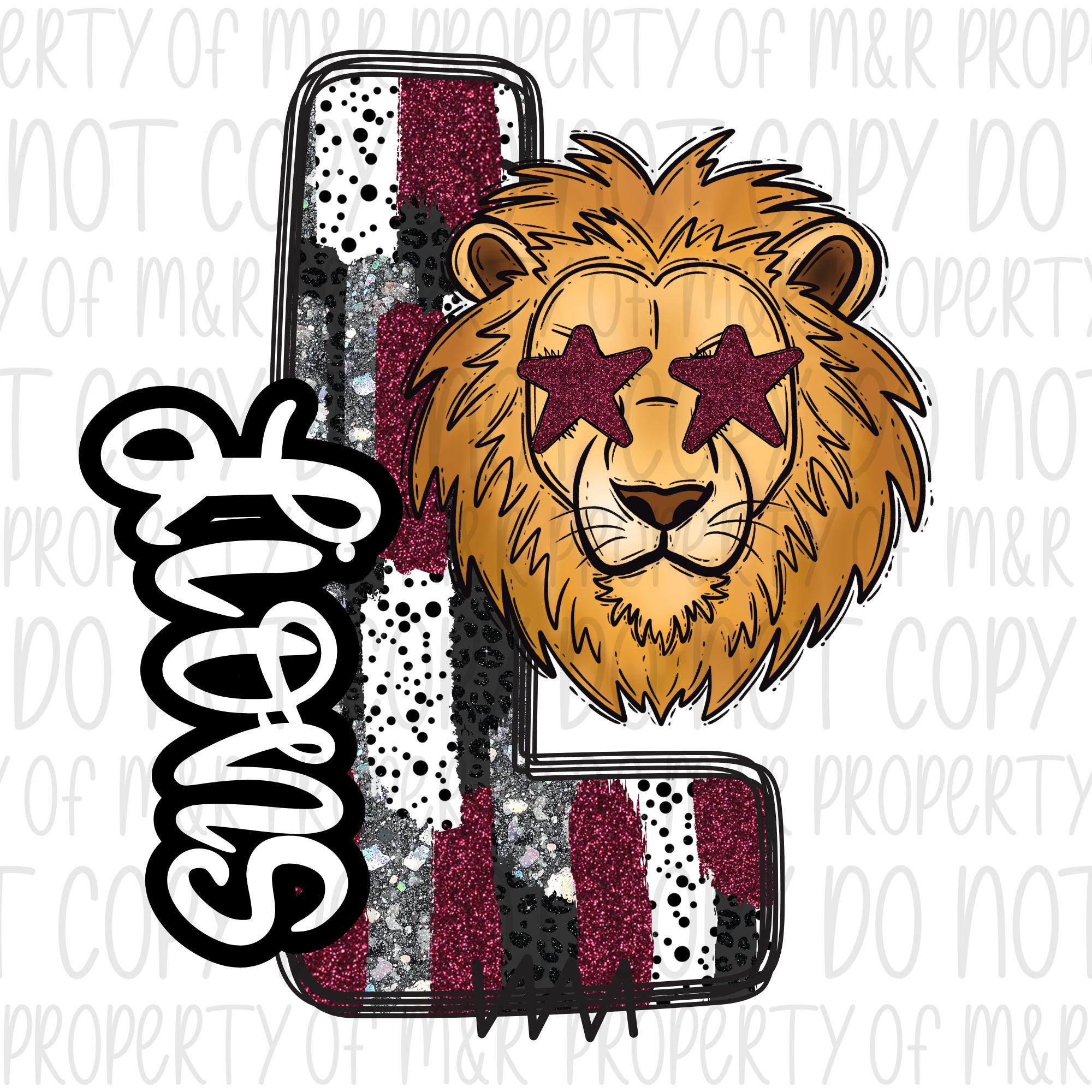 Lions Maroon Letter L Preppy Mascost Png - Etsy