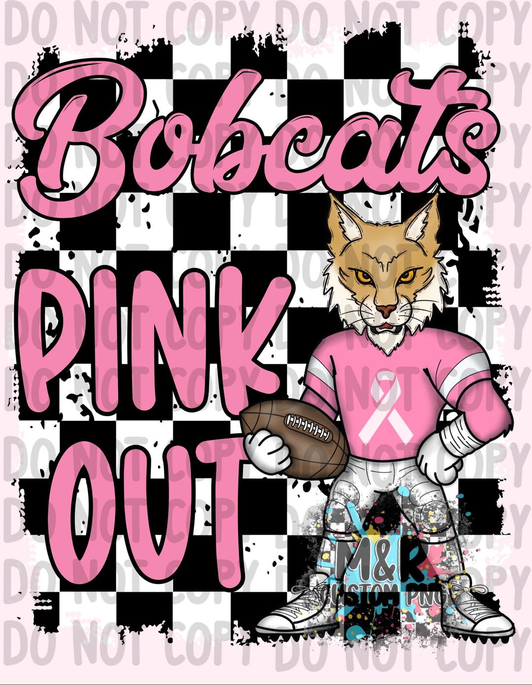 Bobcats Pink Out Checkered Png - Etsy