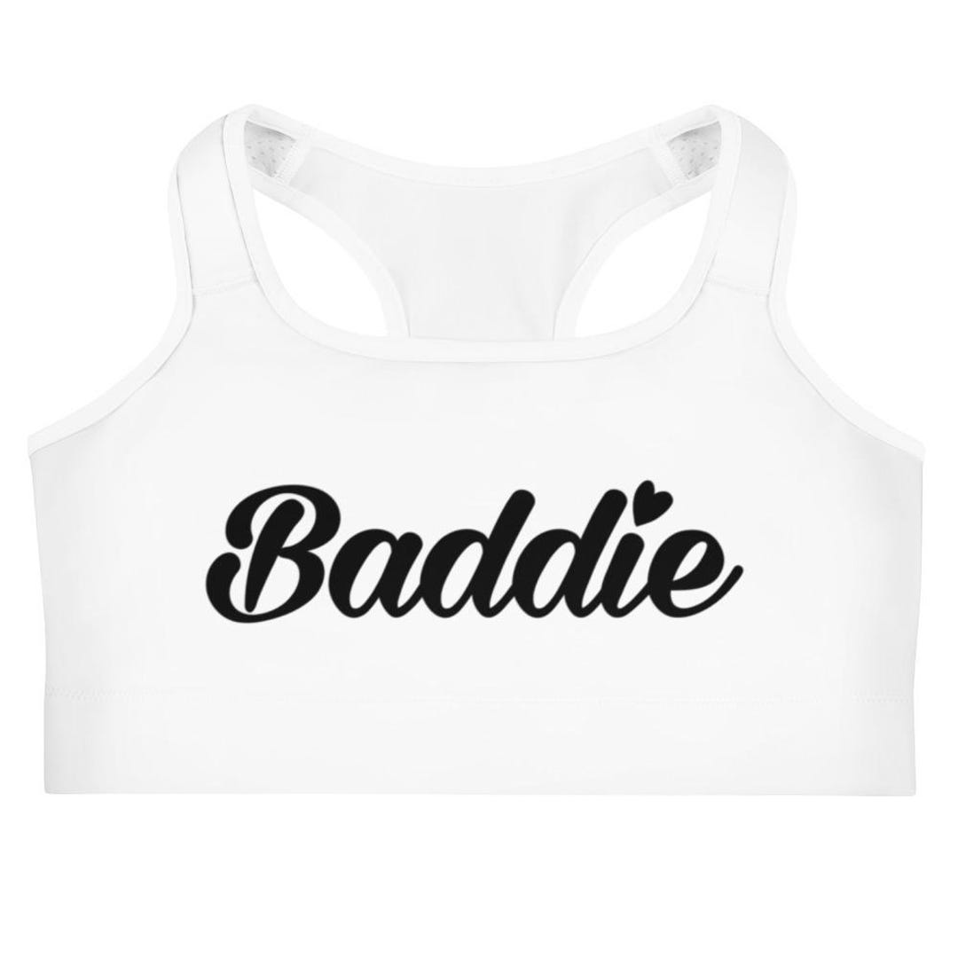 Certified Baddie White Sports Bra black Print - Etsy