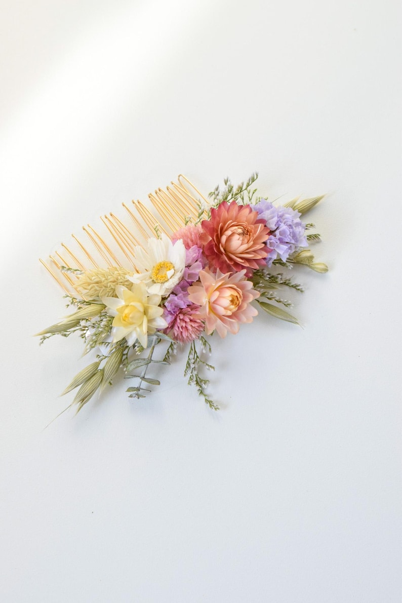 Wildflower Meadow Dried Flower Hair Comb: Wedding/bridal Accessories - Etsy