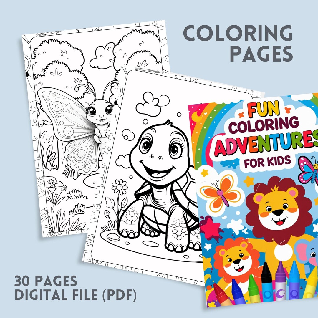 Animal Coloring Worksheet for Kids, Toodler, Preschool, Kindergarten ...
