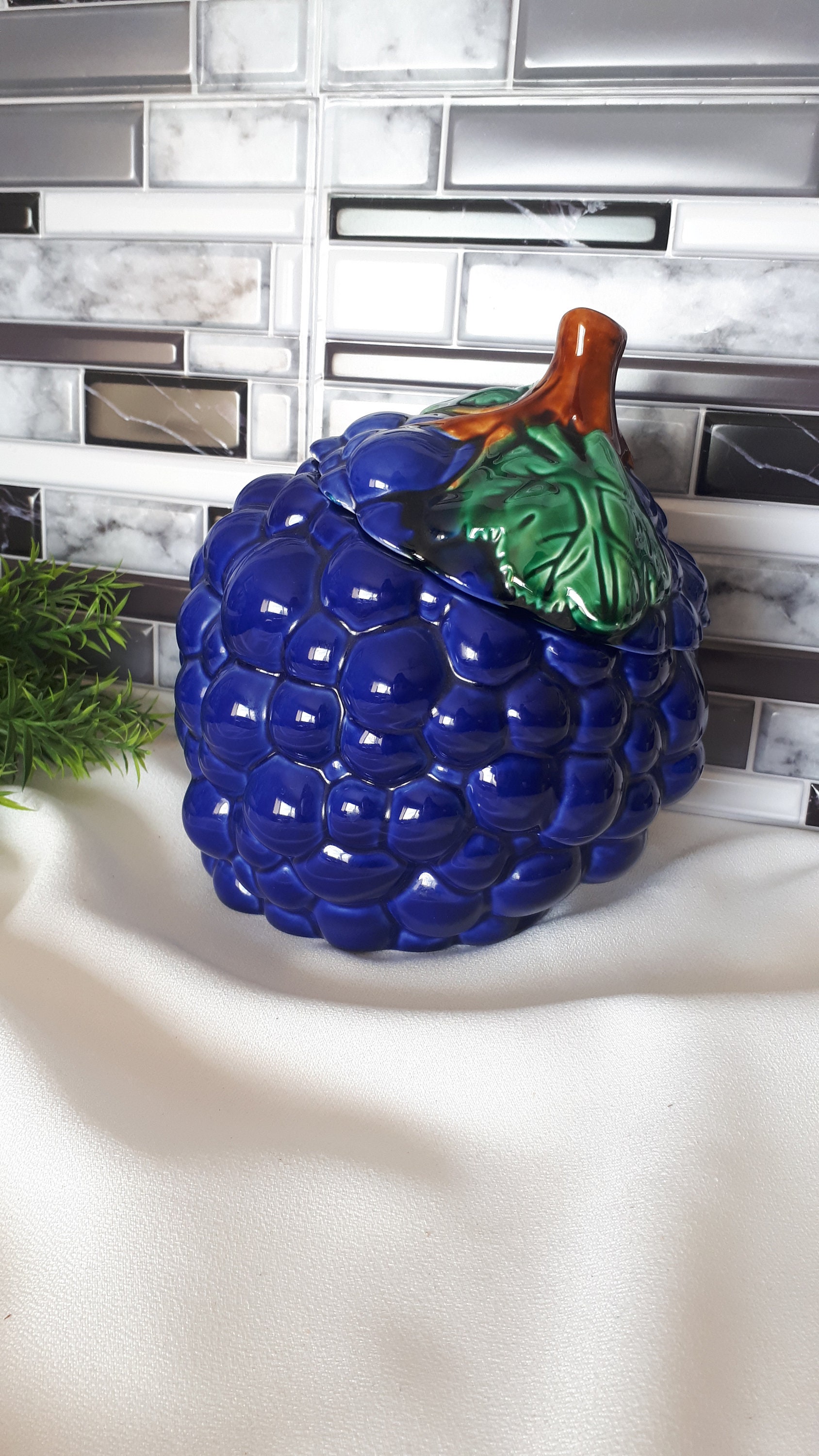 Large Vintage Tilted Grape Ceramic Cookie Jar - Etsy