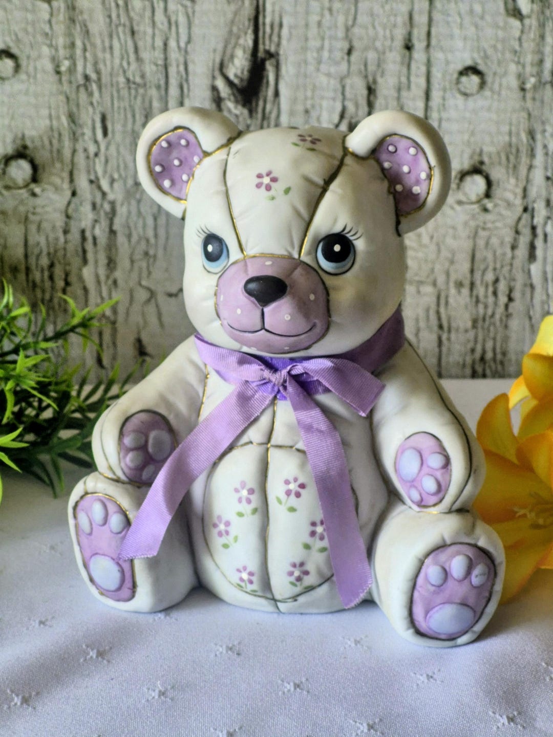 Vintage Lefton 06152 Teddy Bear Coin Bank Year 1987 - Etsy