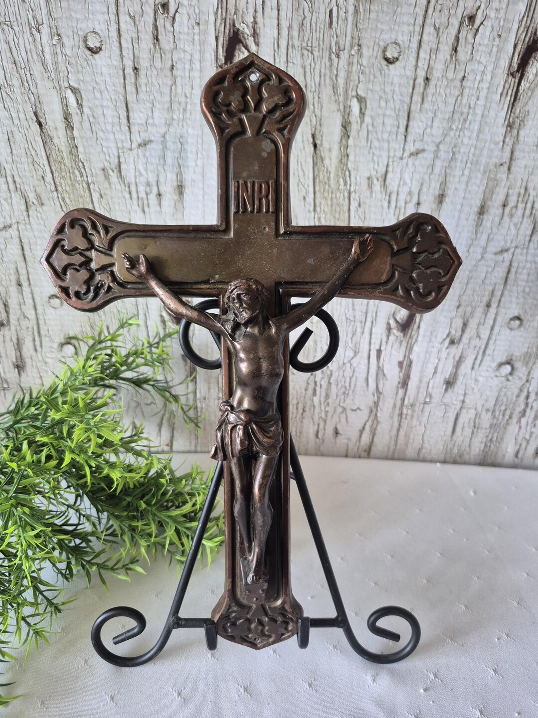 Vintage Crucifix INRI Jesus on the Cross Christian Cross Heavy Copper ...