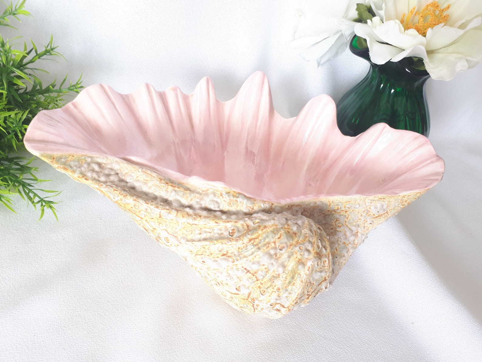 XL Giant Vintage Ceramic Clam Shell Bowl - Etsy