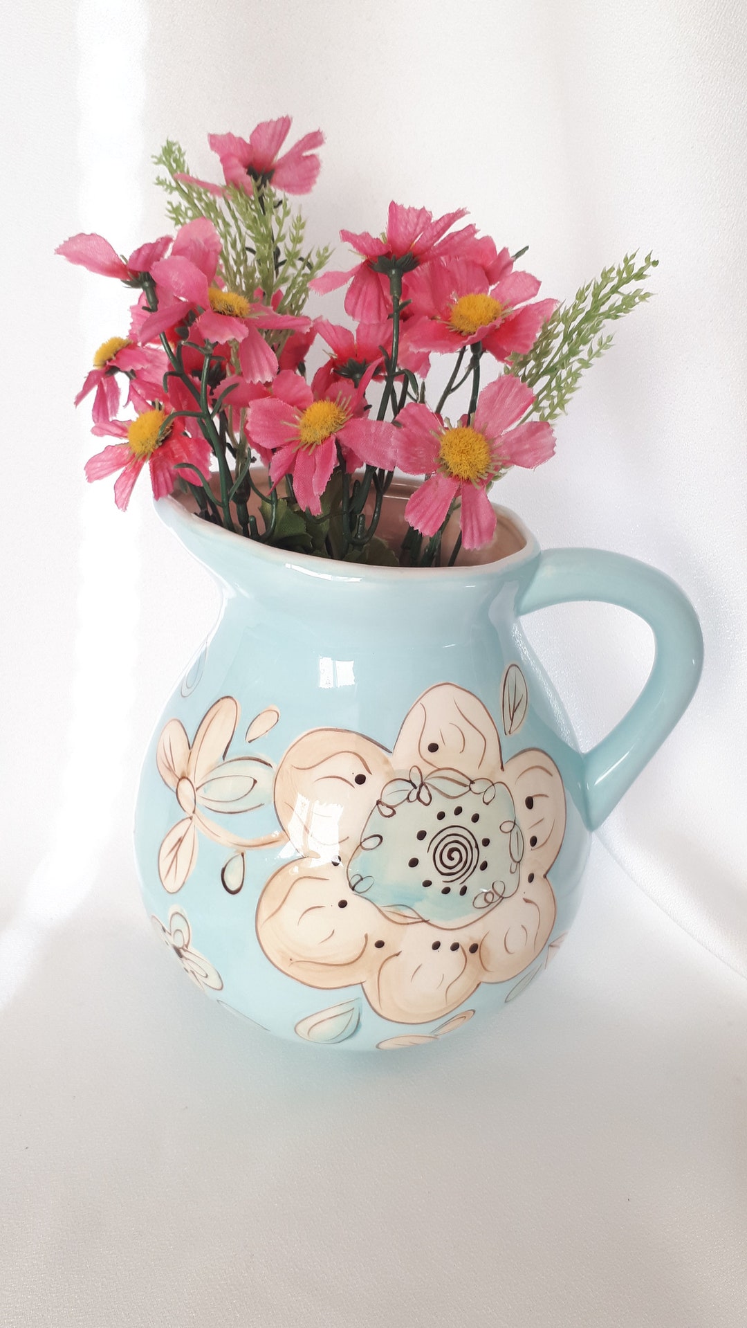 Retired Pier 1 Imports Hand Painted Earthenware Pitcher From the ...