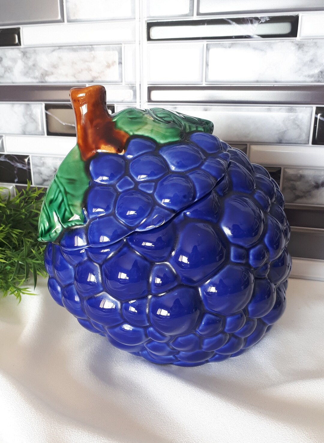 Large Vintage Tilted Grape Ceramic Cookie Jar - Etsy